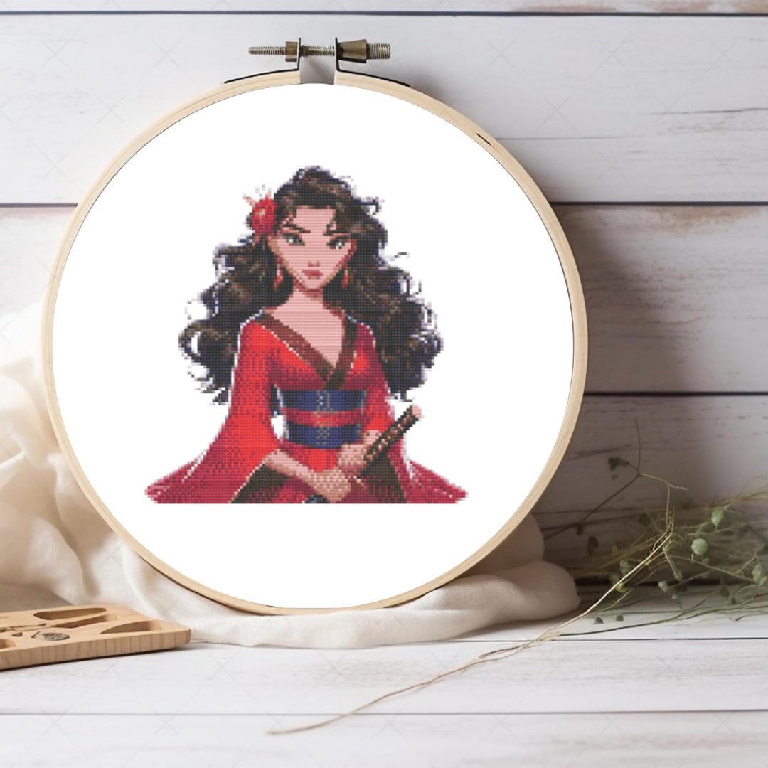 Mulan Cross Stitch Pattern - Cartoon Princess Nursery Decor, Kids Room ...