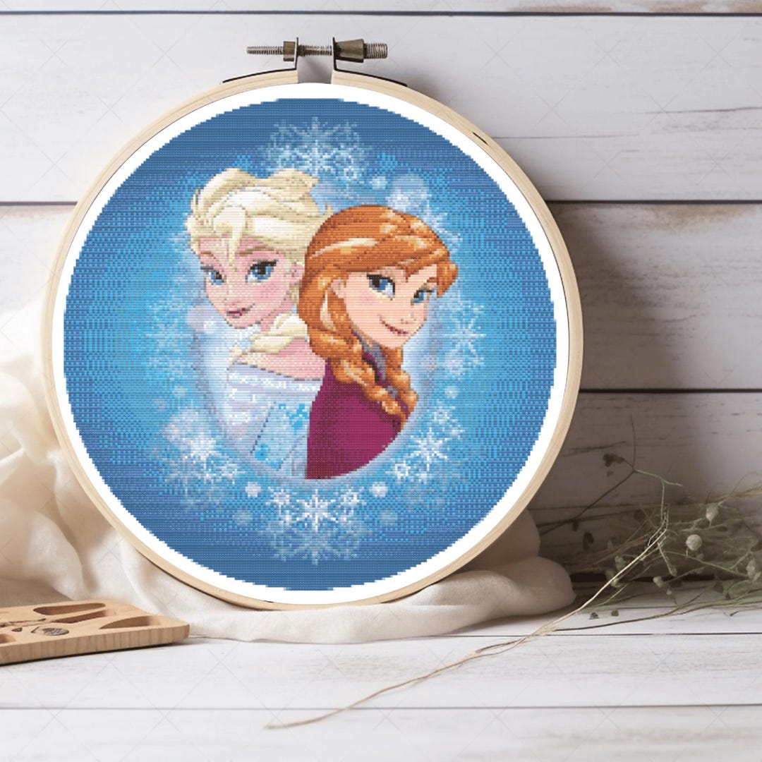 Frozen Elsa and Anna Cross Stitch Pattern, Frozen Elsa Cross Stitch ...