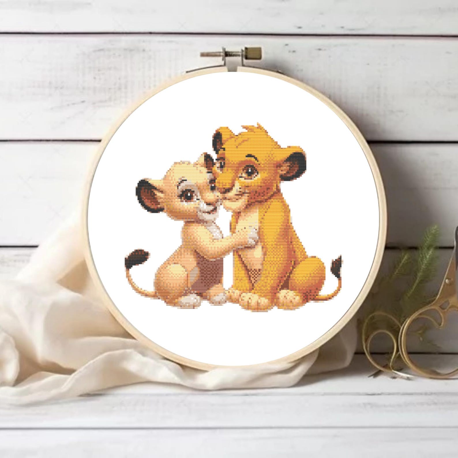 Simba and Nala Cross Stitch Pattern, Cute Simba Pattern, Lion King ...