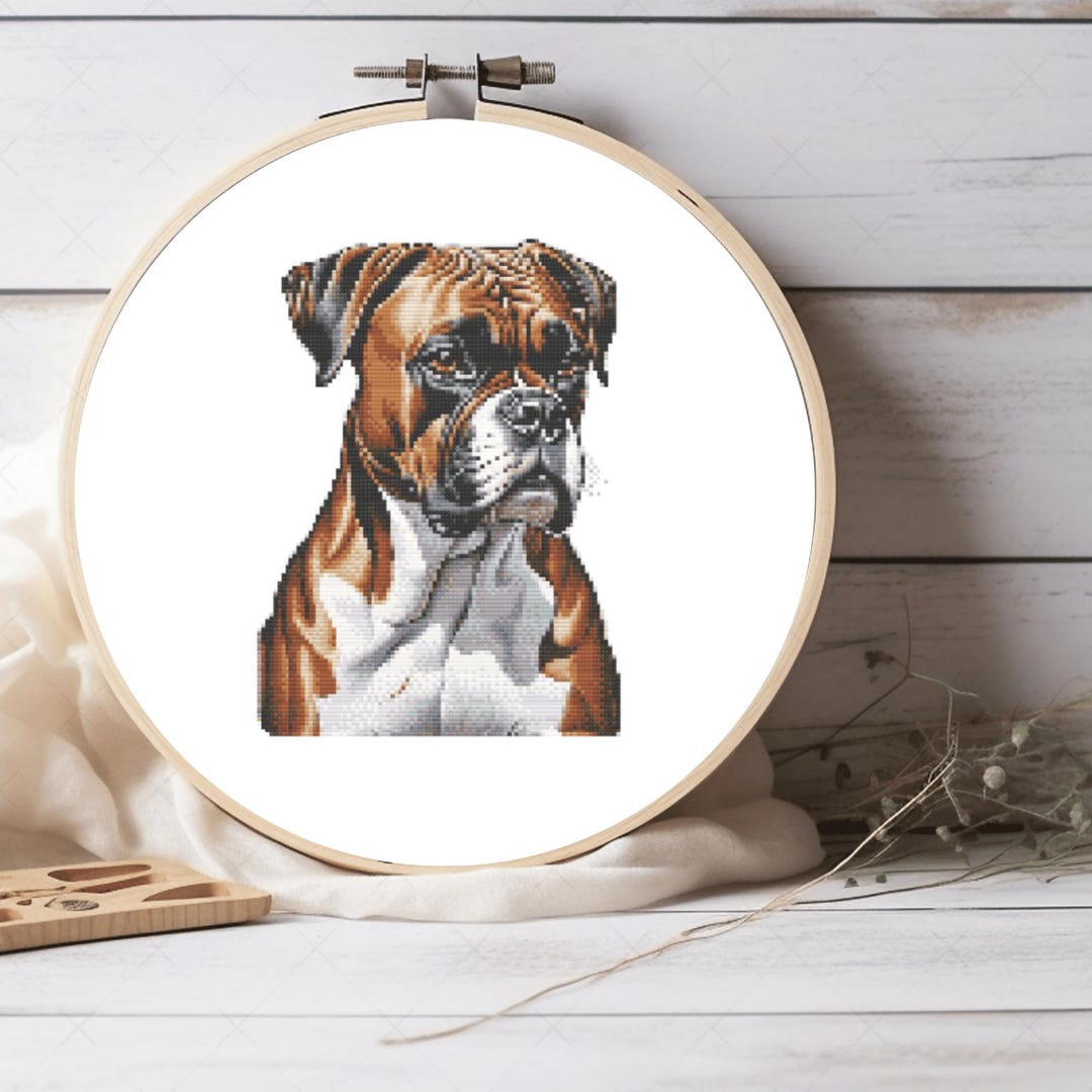 Boxer Dog Art Style Cross Stitch Pattern, Boxer Dog Cross Stitch, for ...