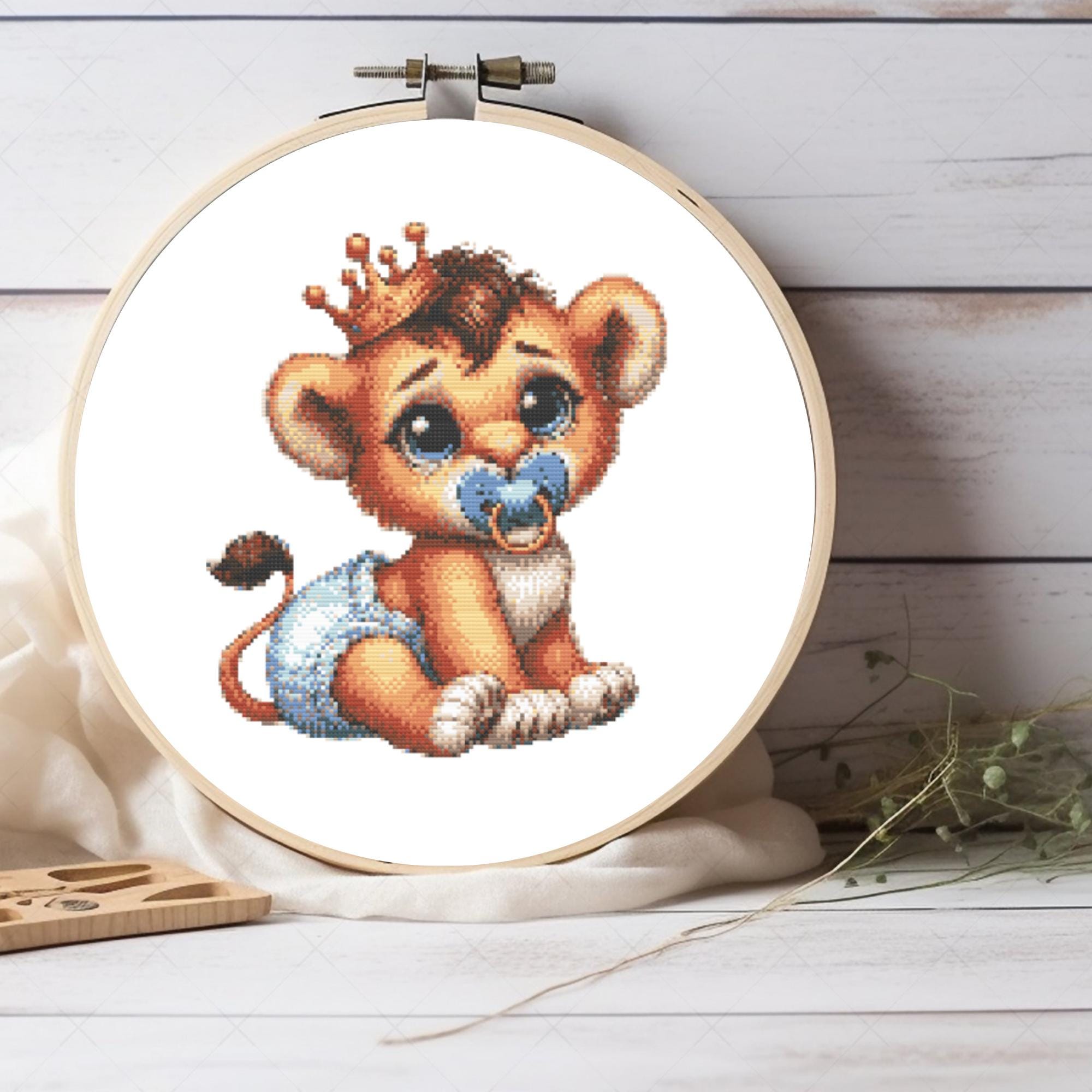 The Lion King Sweet Baby Simba Cross Stitch Pattern - Lion King Nursery ...