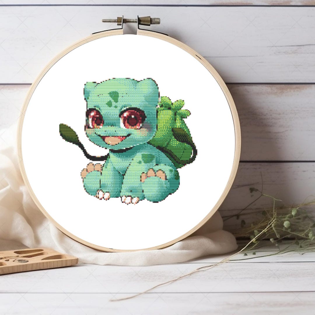 Adorable Bulbasaur Cross Stitch Pattern - Playful Pokemon Design for ...