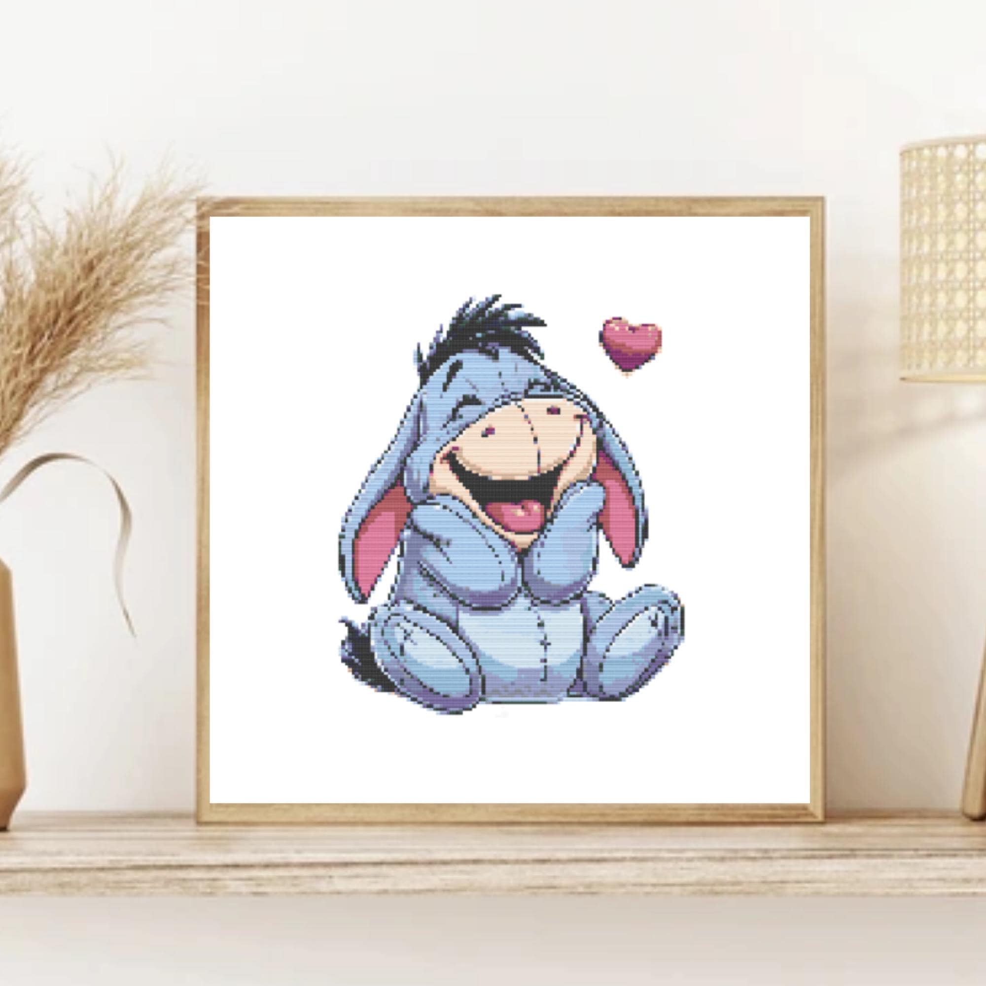 Baby Eeyore and Tiny Heart Cross Stitch Pattern - Smiling Donkey ...