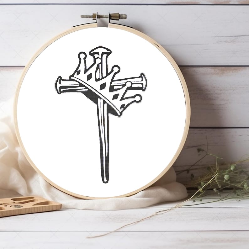 Christian Cross Stitch Pattern, Regal Crown Design, Modern Religious ...