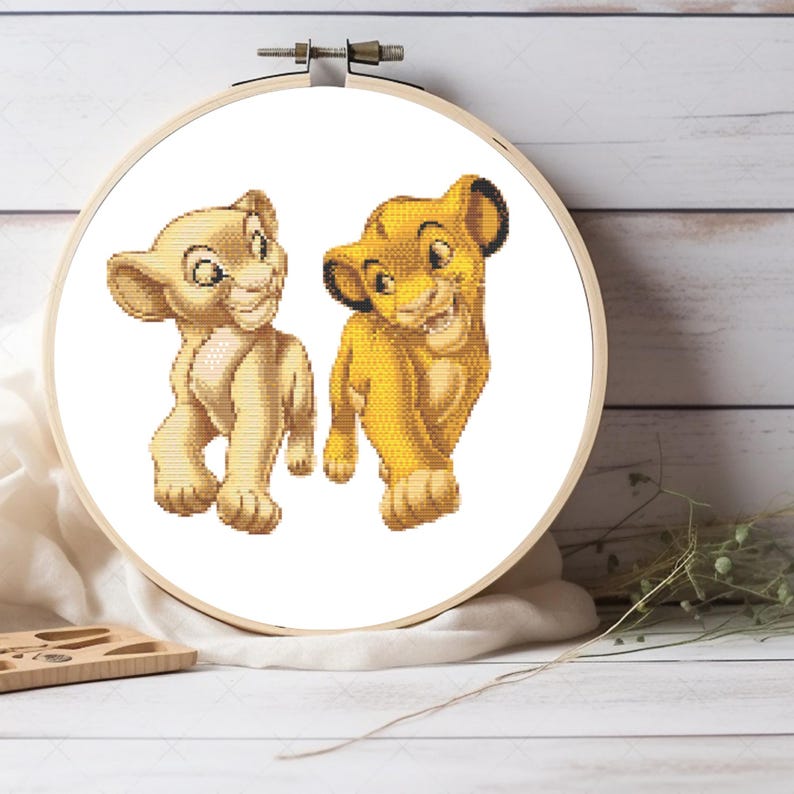 Simba and Nala Cross Stitch Pattern From the Lion King - Cartoon ...