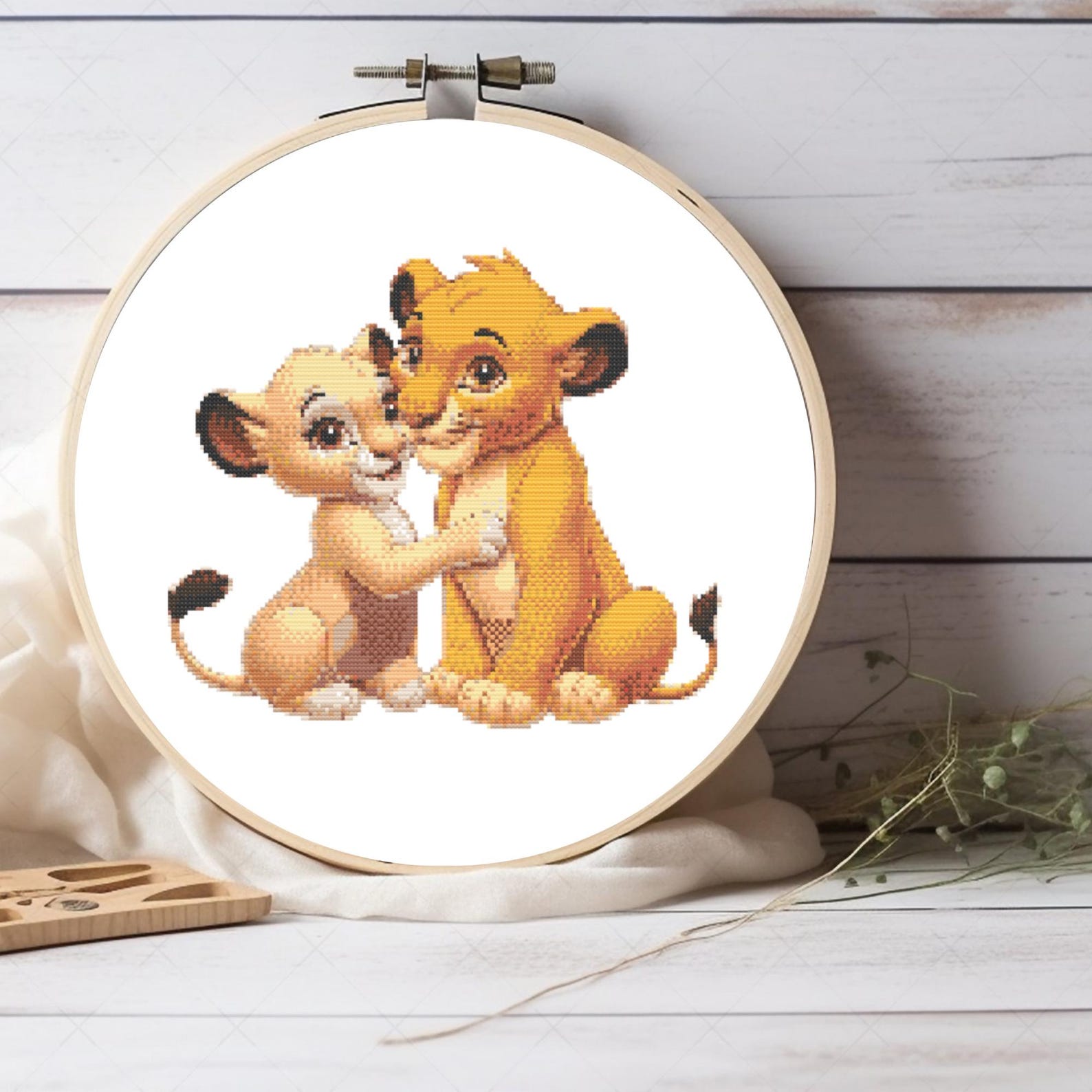 Simba and Nala Cross Stitch Pattern, Cute Simba Pattern, Lion King ...