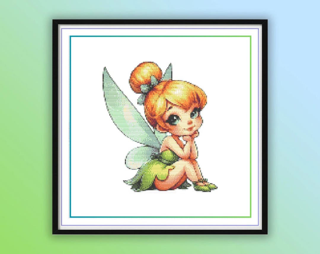 Tinkerbell Cross Stitch Pattern PDF, Cute Baby Fairy Embroidery Chart ...