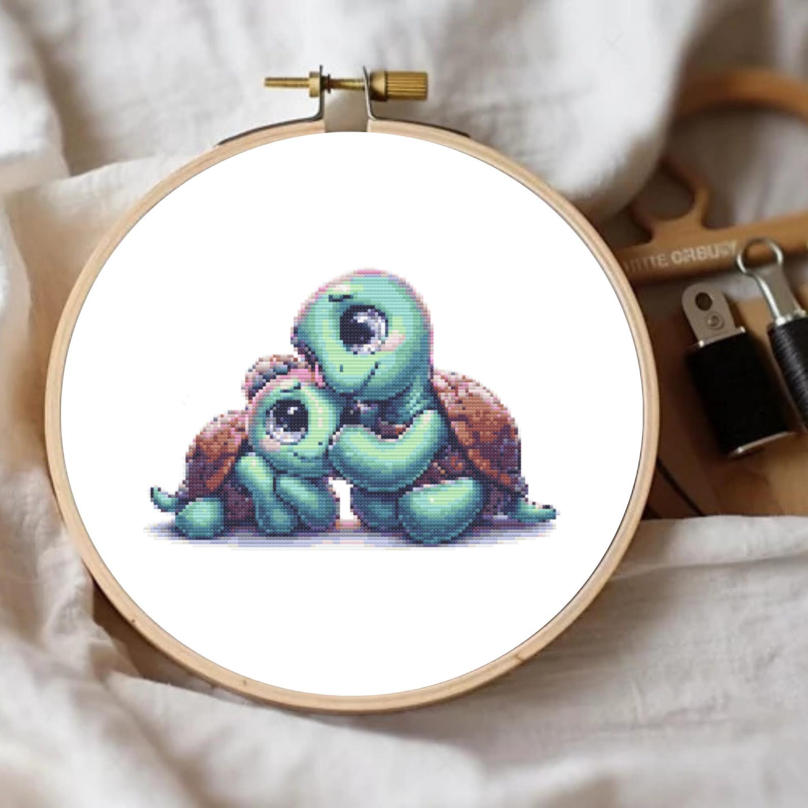 Mom and Baby Turtle Cross Stitch Pattern - Heartwarming Ocean Duo for ...