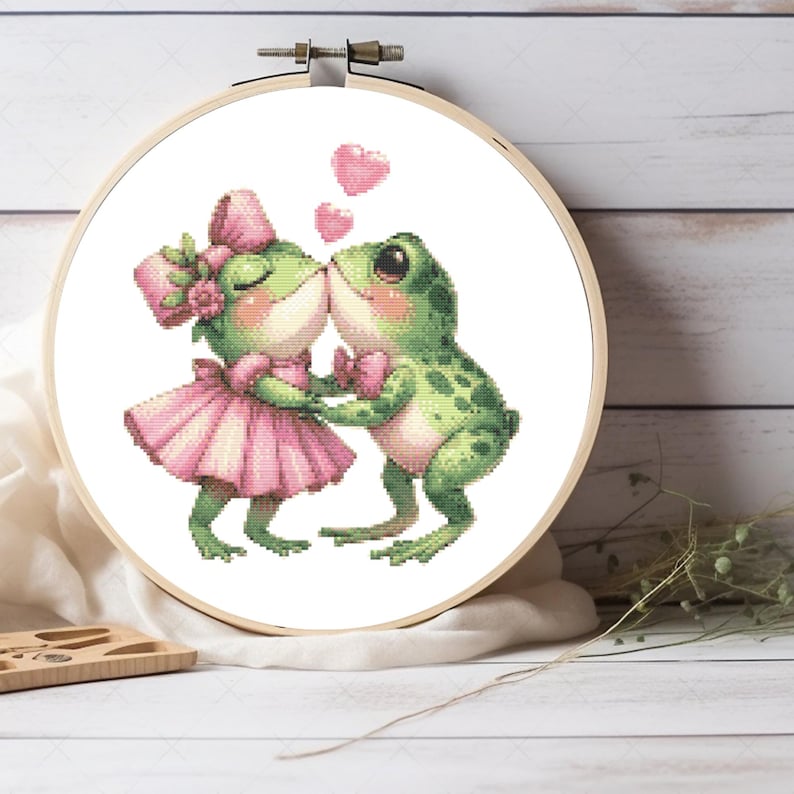 Lover Frogs Cross Stitch Pattern - Sweet Frogs Pattern - Design Cross ...