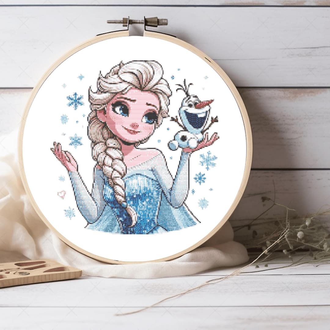 Frozen Elsa & Olaf Cross Stitch Pattern, Modern Princess DIY PDF ...
