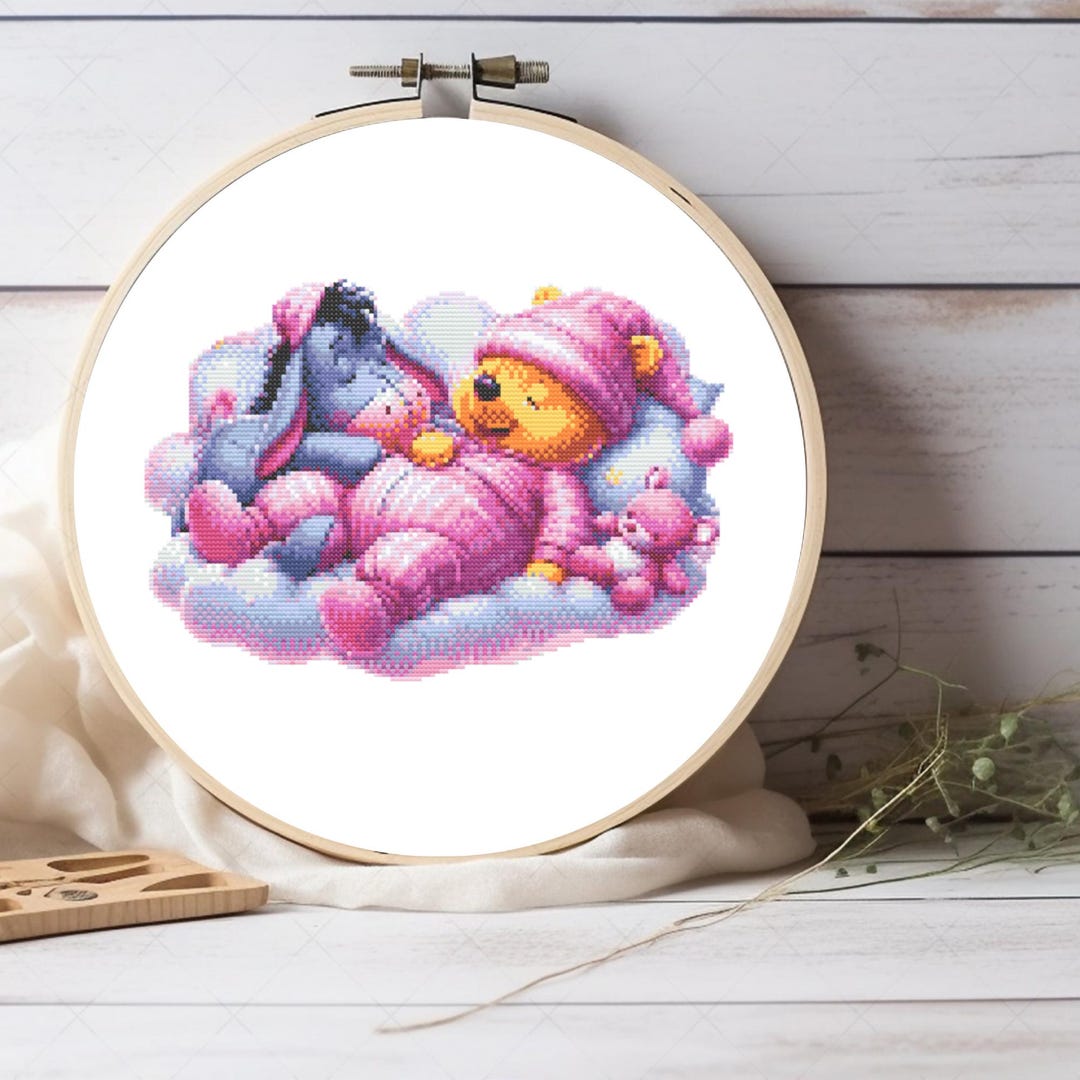 Winnie the Pooh & Eeyore Sleeping Cross Stitch Pattern - Cozy Nursery ...