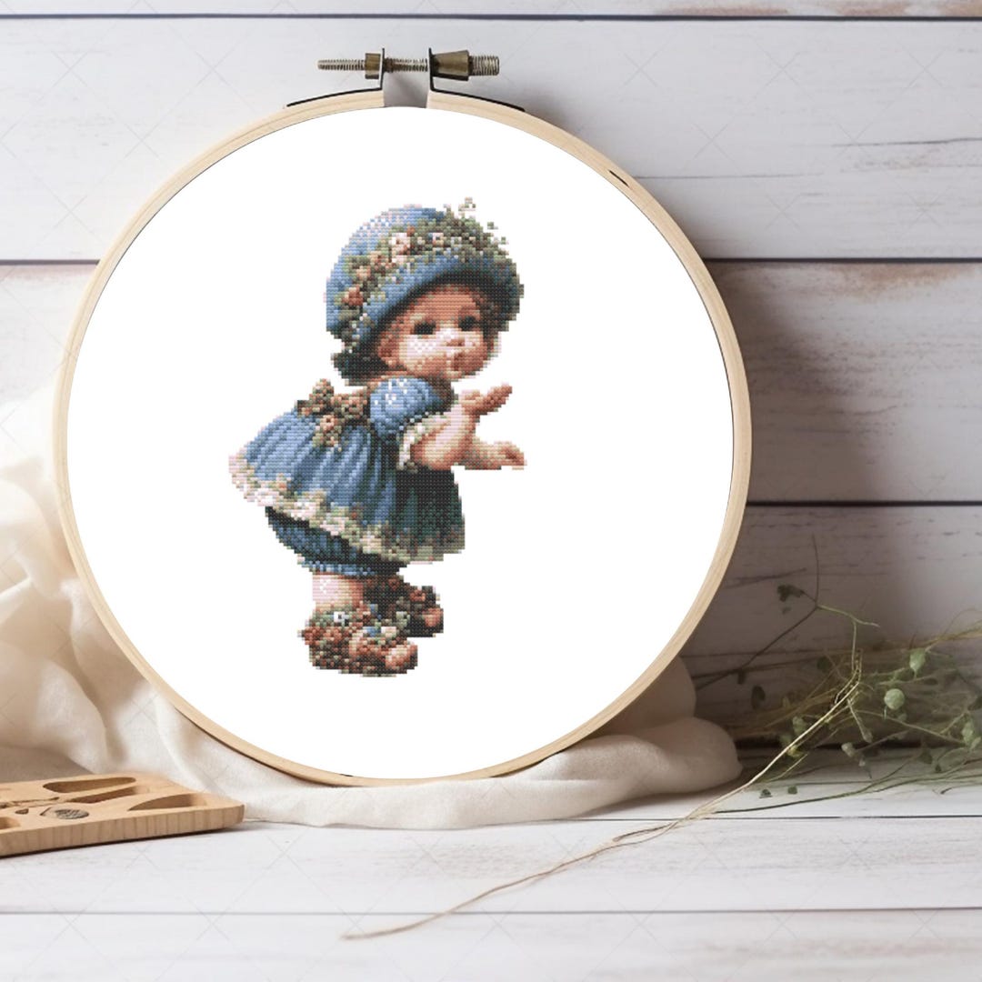 Sweet Little Girl Cross Stitch Pattern: Easy Embroidery Chart for ...