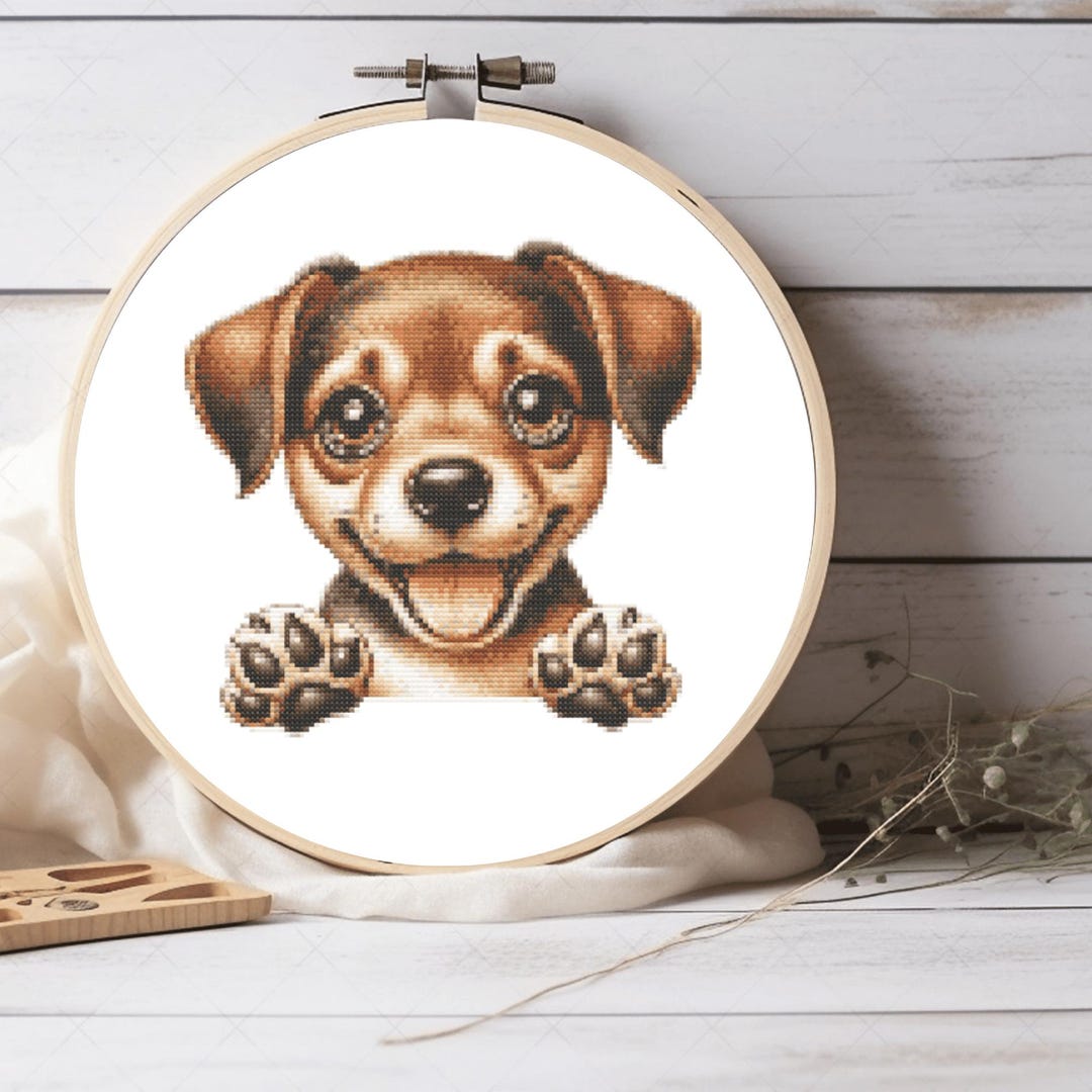 Cute Puppy Dog Cross Stitch Pattern - Cute Puppy Pattern - for Decor ...