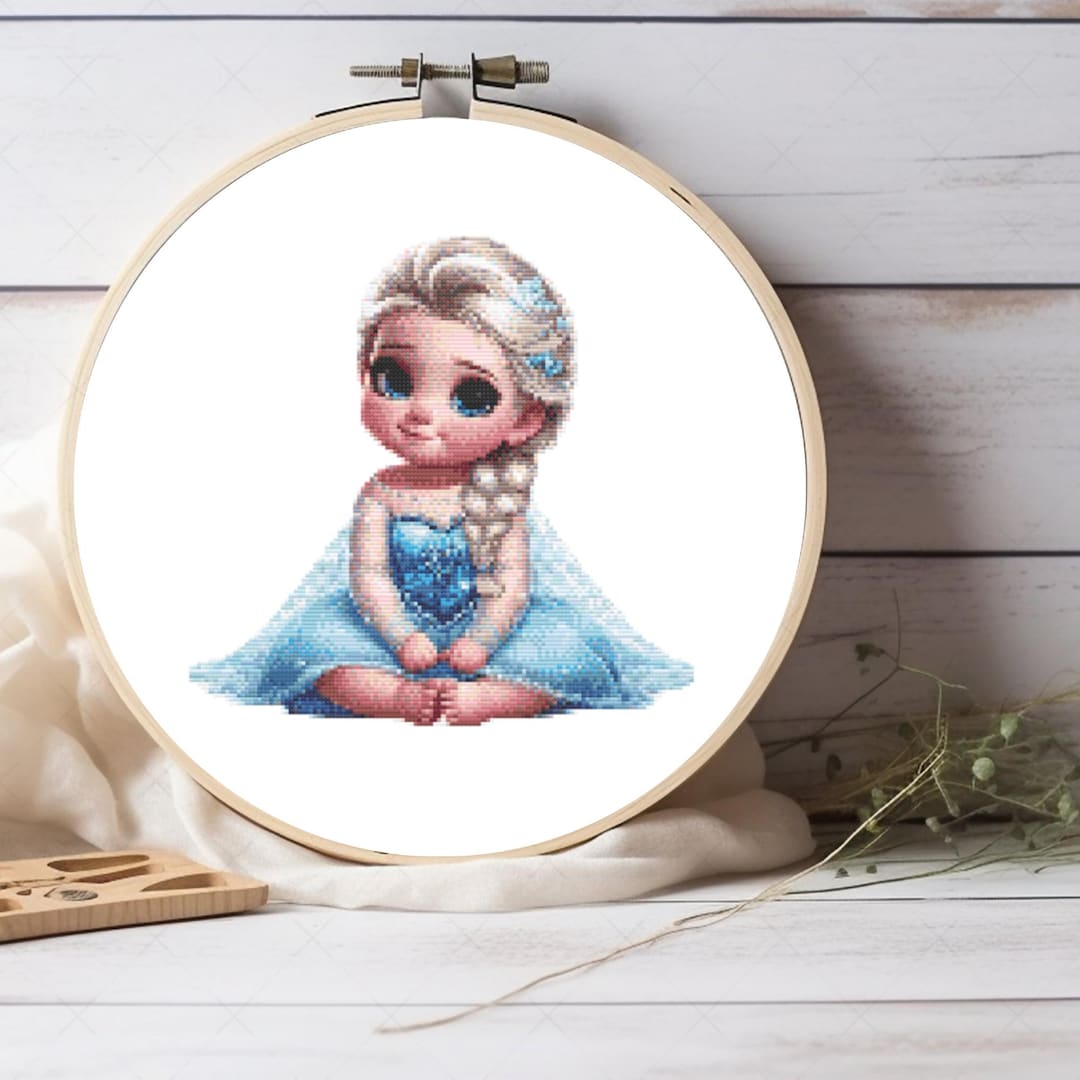 Cute Little Elsa Cross Stitch Pattern, Easy to Follow, Charming PDF DIY ...