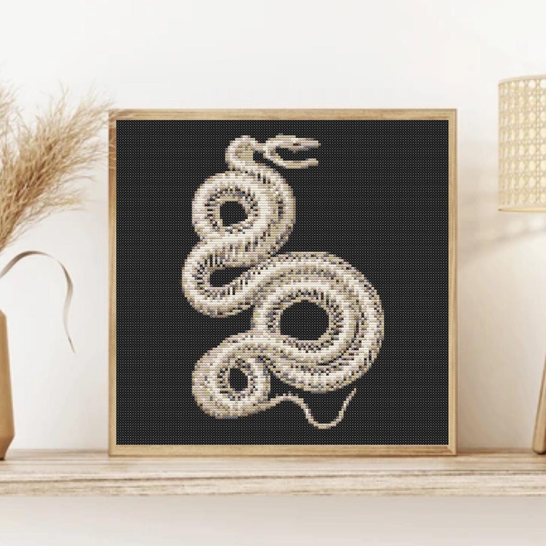 Serpent Skeleton Cross Stitch Chart - Needlework DIY Hoop Art Pattern ...