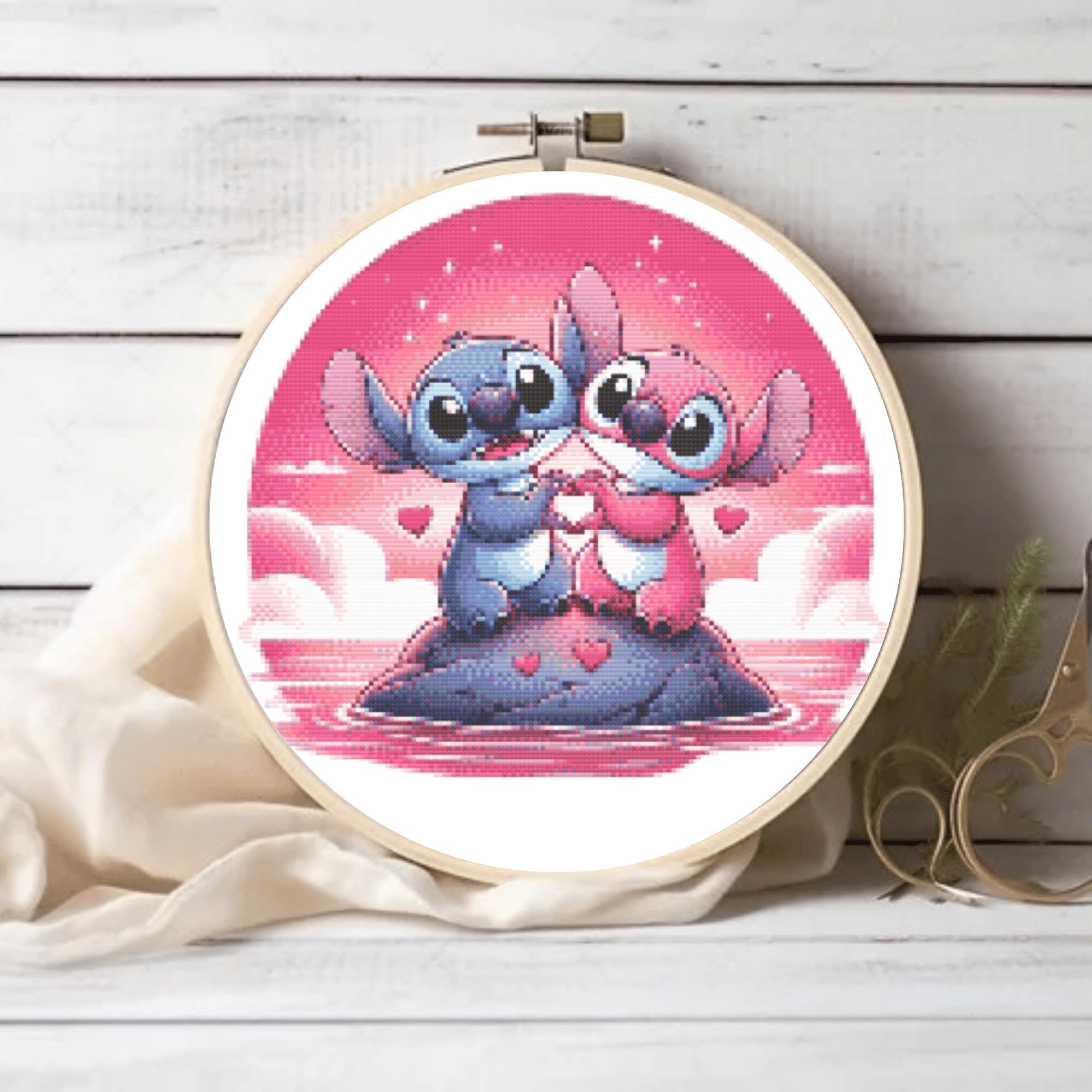 Stitch and Pink Stitch Cross Stitch Pattern, for Valentines Day ...
