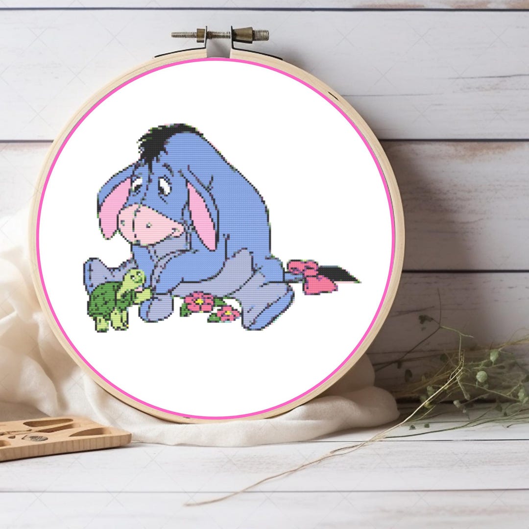 Eeyore & Turtle Cross Stitch Pattern - Heartwarming Nursery Hoop Art ...