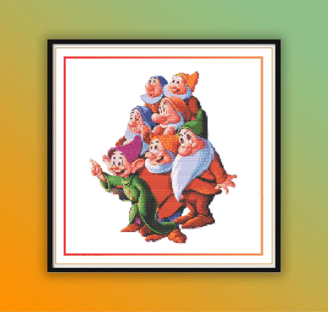 Cute Seven Dwarfs Cross Stitch Pattern – Adorable Cartoon Dwarfs in ...