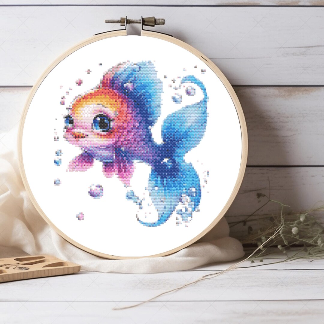 Cute Aquarium Fish Cross Stitch Pattern – Easy to Follow – Vibrant PDF ...