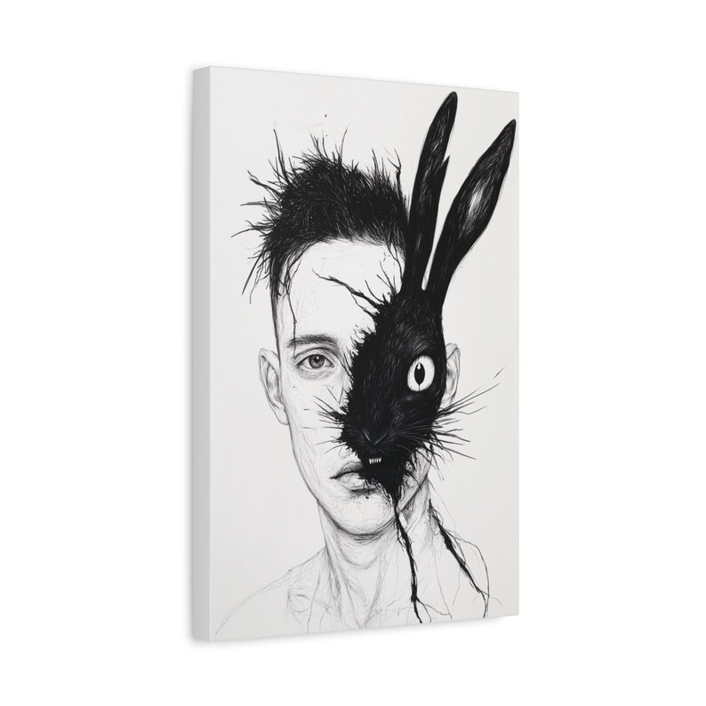 BLCK Rabbit, Surreal Art, AI Poster, Abstract Wall Art, Modern Art ...
