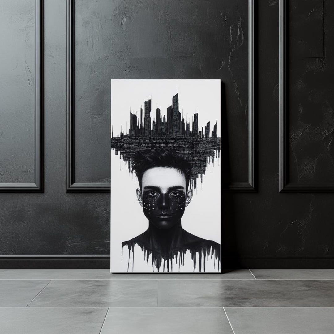 BLCK Matrix, Binary Code Wall Art, Dystopian Wall Art Canvas, Utopian ...