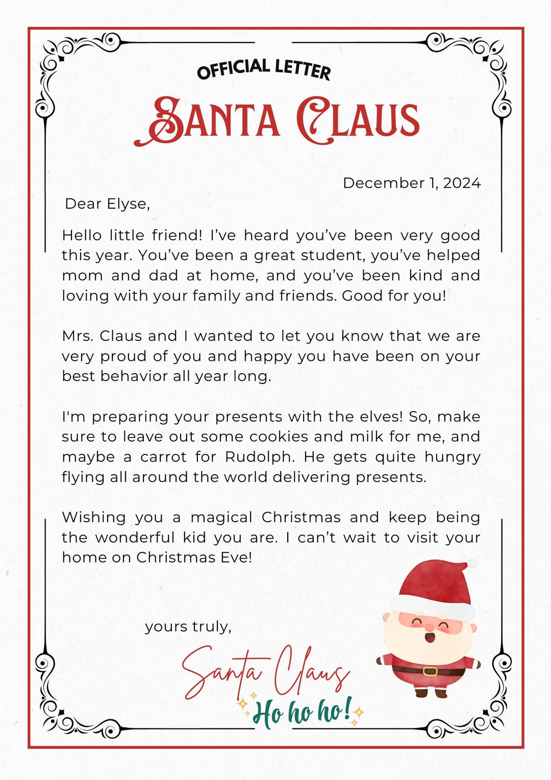 Personalized Letter From Santa- Custom Digital File - Etsy