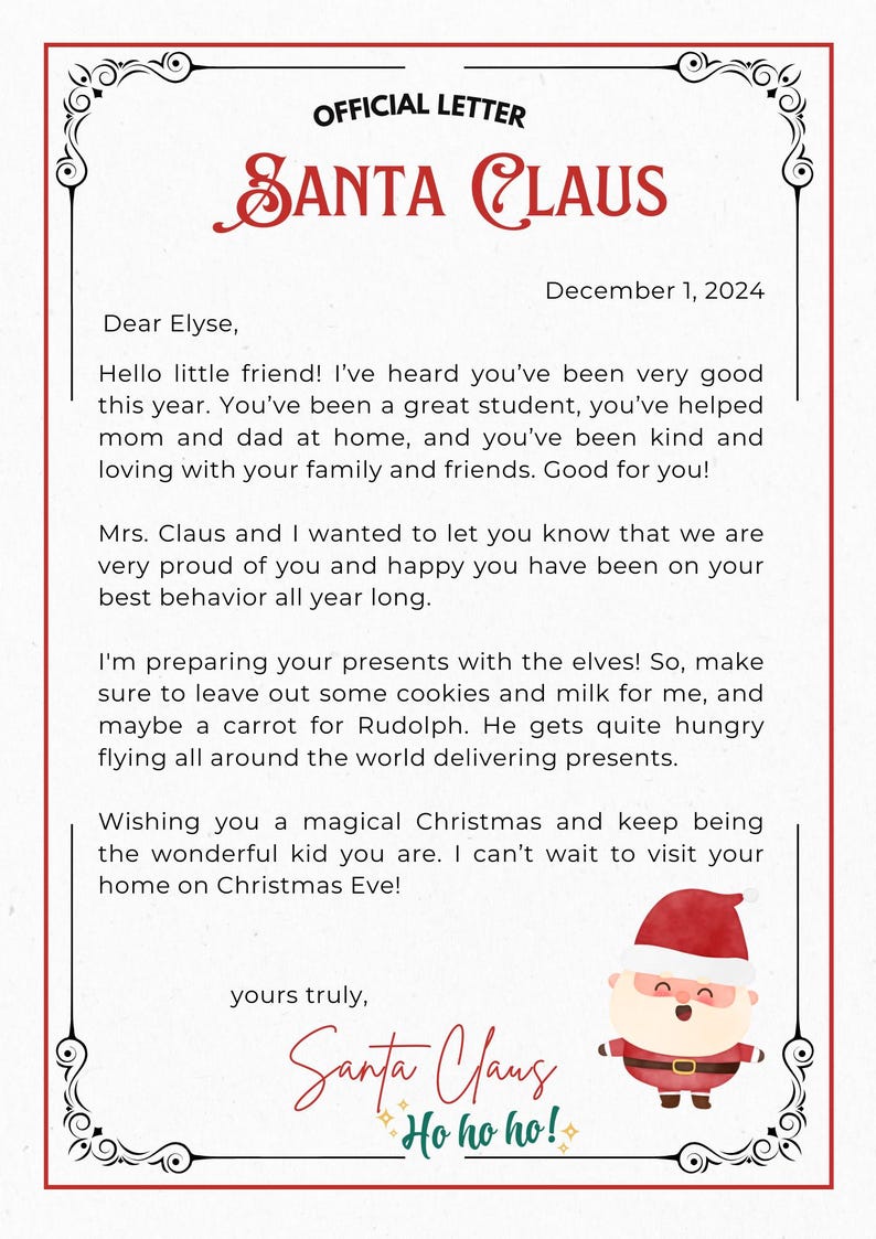Personalized Letter From Santa- Custom Digital File - Etsy