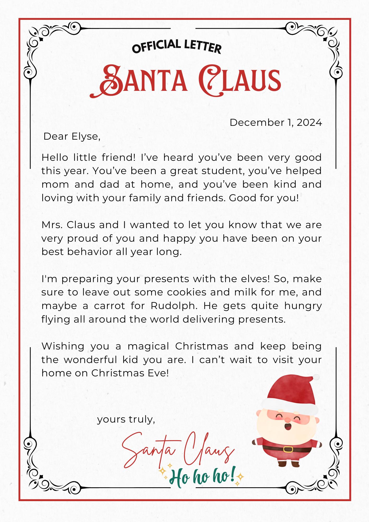 Personalized Letter From Santa- Custom Digital File - Etsy