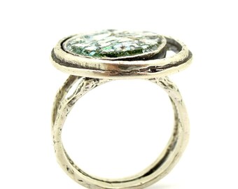 Curvy & large oval roman glass ring | Etsy