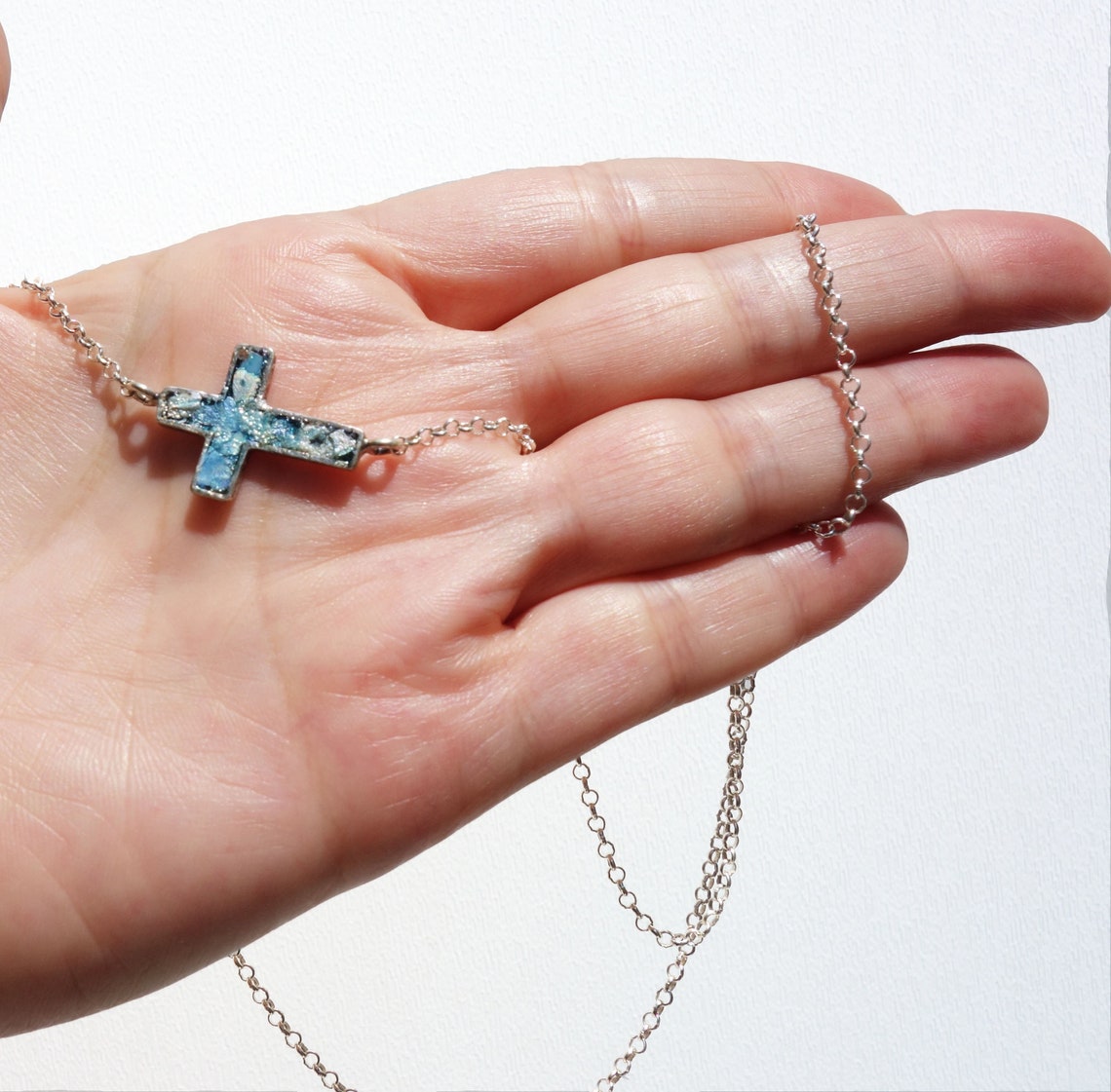 Blue Cross Necklaces the Cross is Beautifully Connected by - Etsy