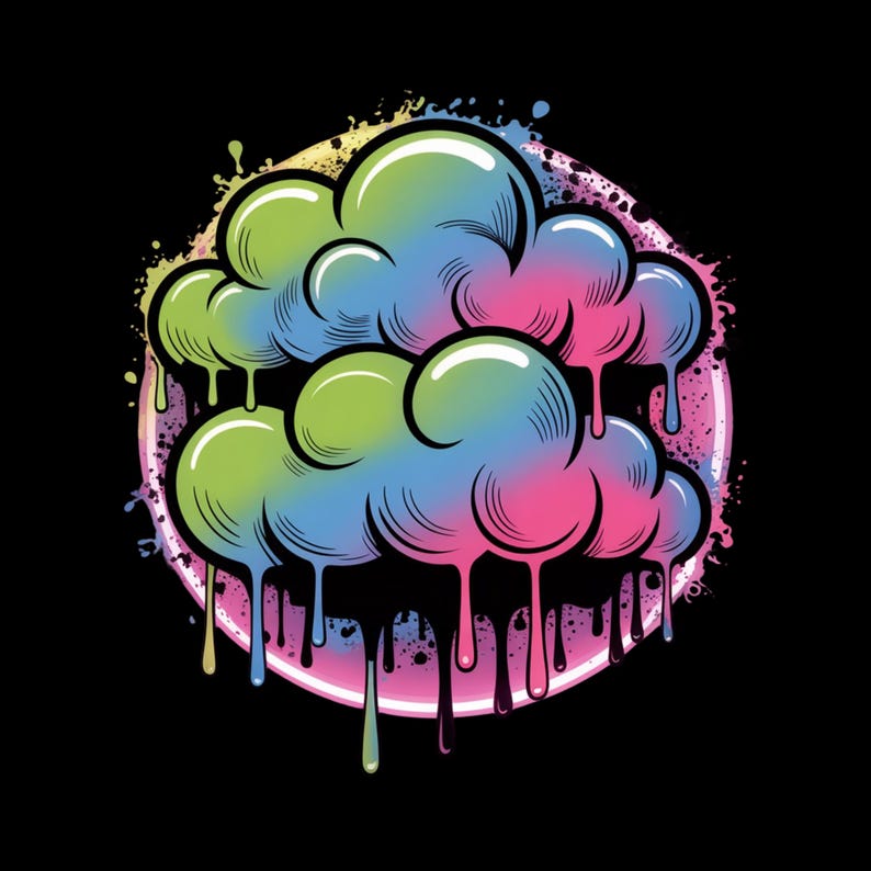Neon Mandala Drip PNG Bundle: High-res Designs for Sublimation (digital ...