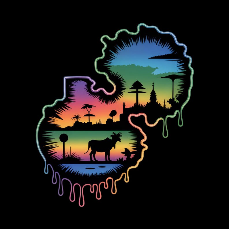 Neon World Countries PNG Bundle — 195 Cultural Outline Designs for T ...