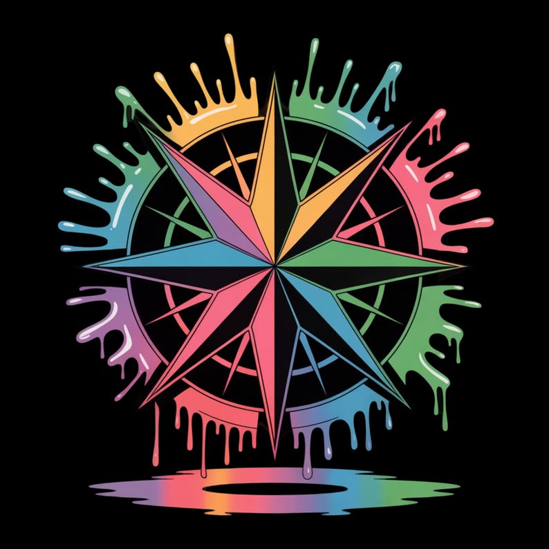 Neon Mandala Drip PNG Bundle: High-res Designs for Sublimation (digital ...