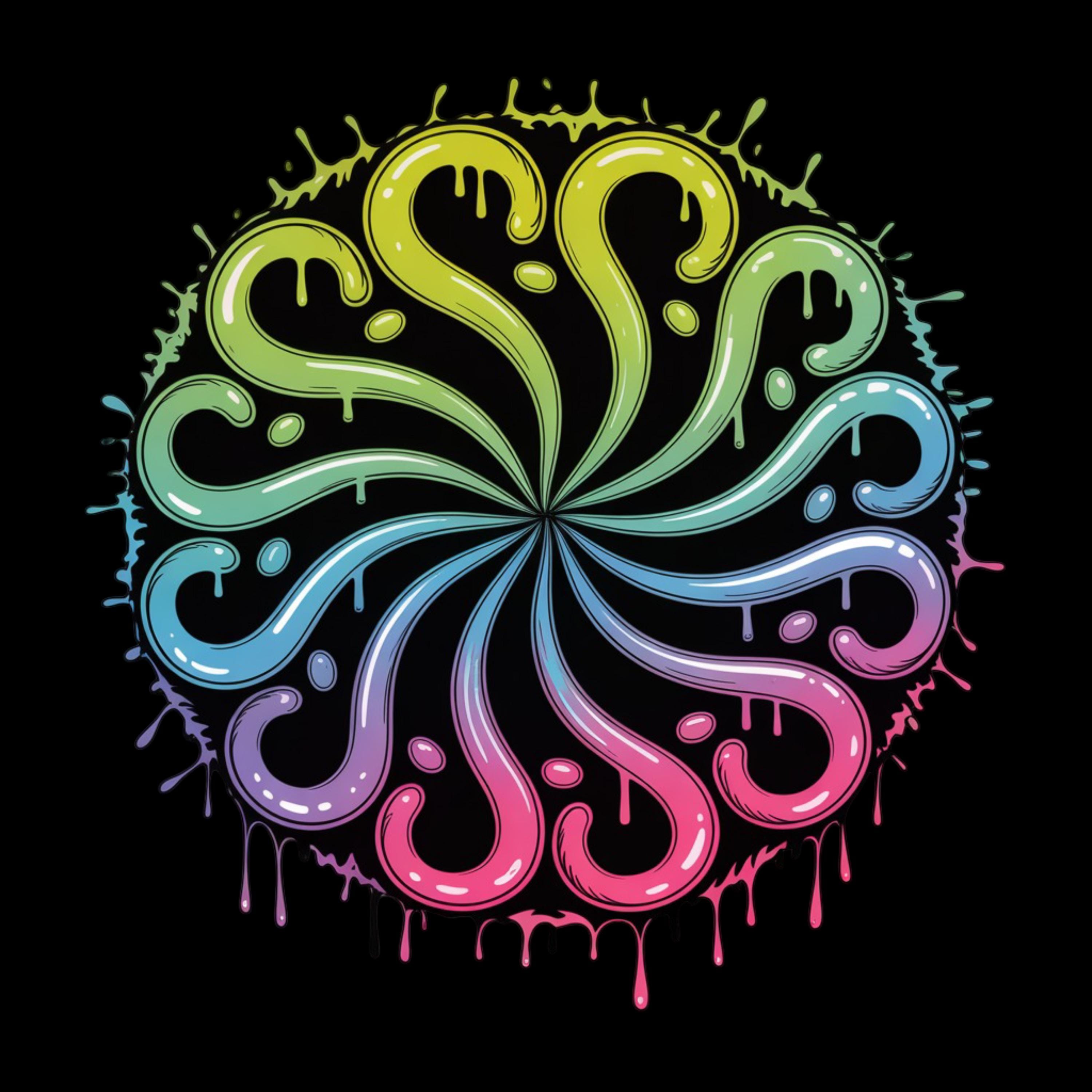 Neon Mandala Drip PNG Bundle: High-res Designs for Sublimation (digital ...