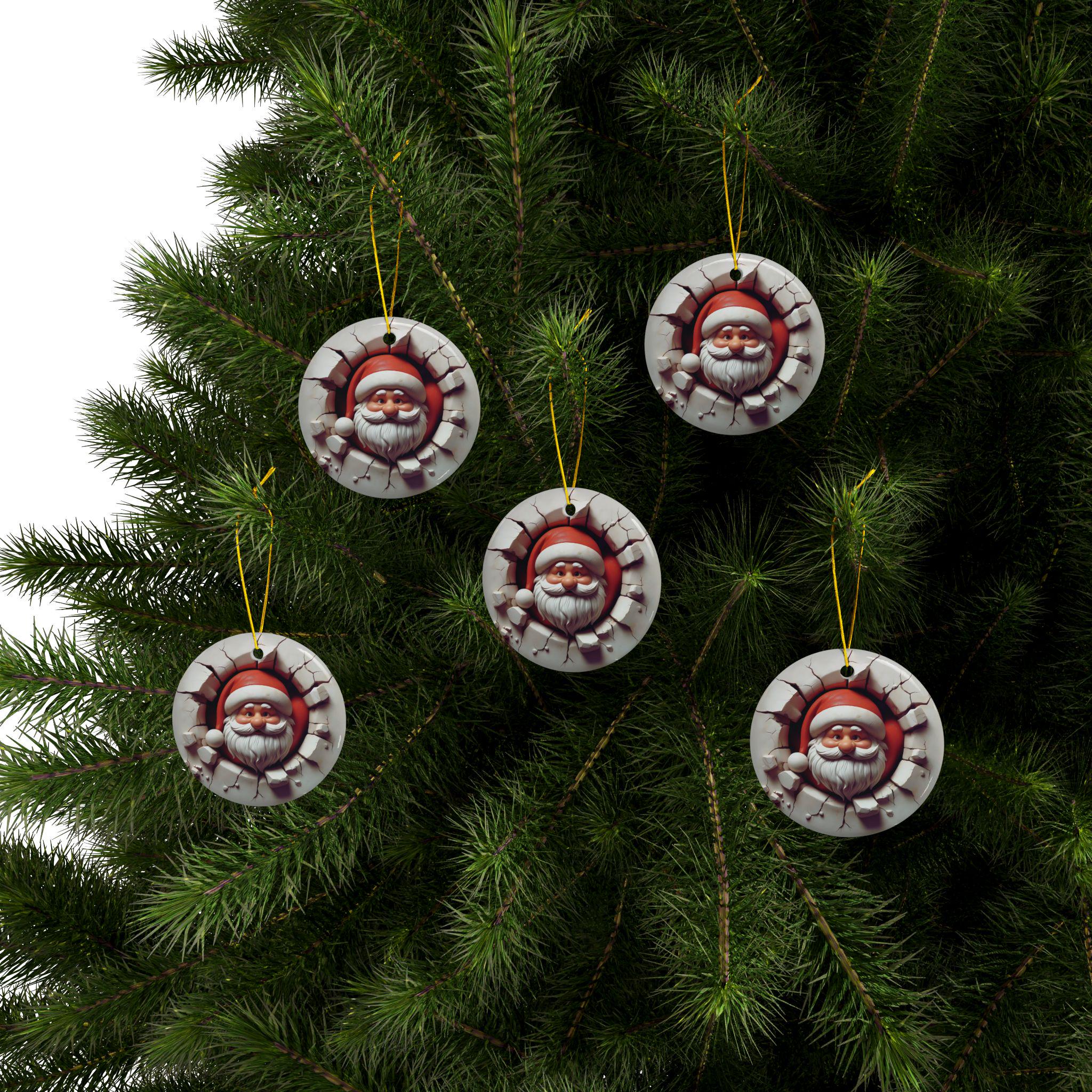 Santa Claus Ceramic Ornament - Festive Holiday Décor , 3D Santa Clause ...