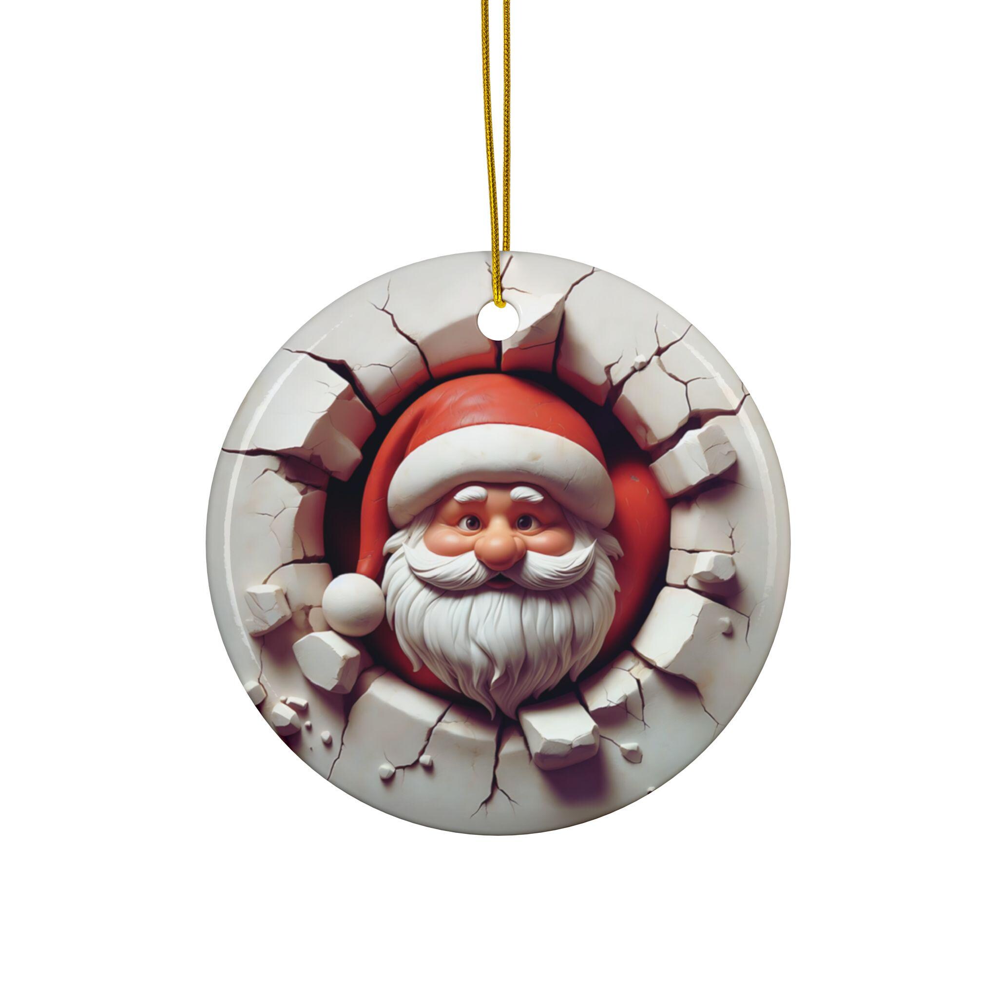 Santa Claus Ceramic Ornament - Festive Holiday Décor , 3D Santa Clause ...