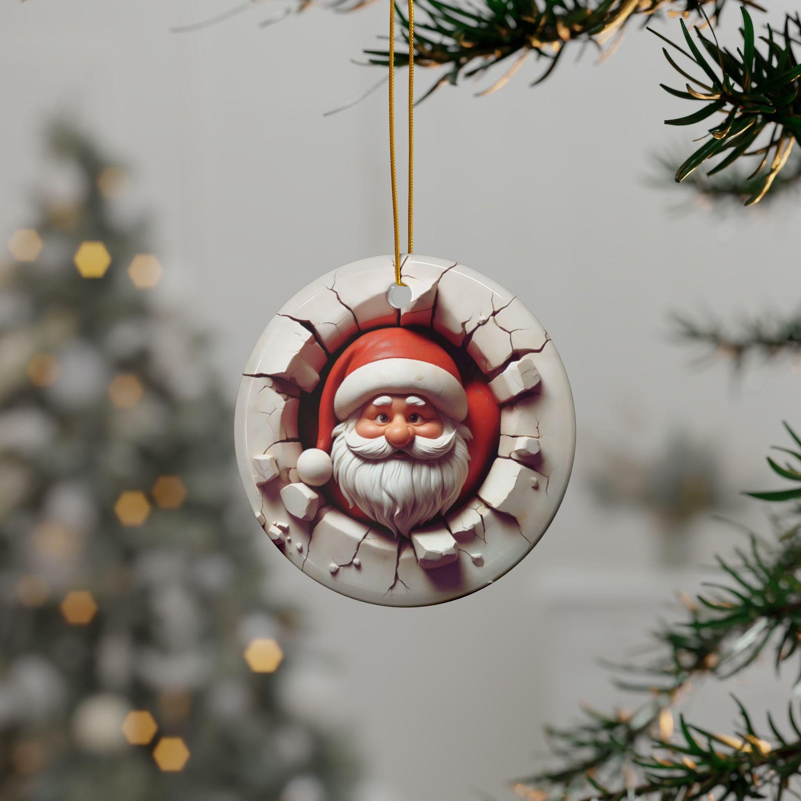 Santa Claus Ceramic Ornament - Festive Holiday Décor , 3D Santa Clause ...