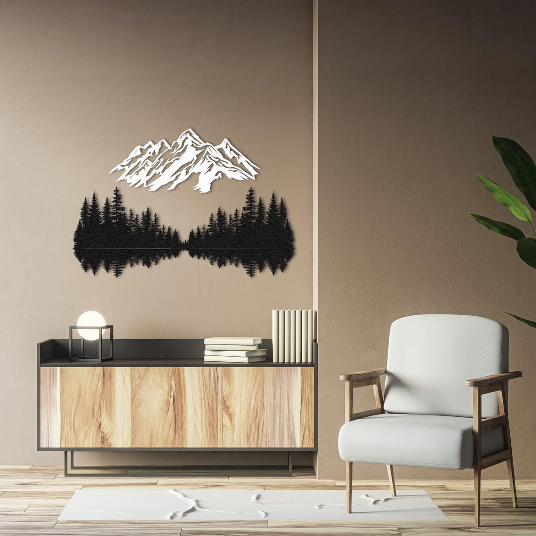 Mountain Forest Metal Wall Art,nature Mountain and Forest Wall Decor ...