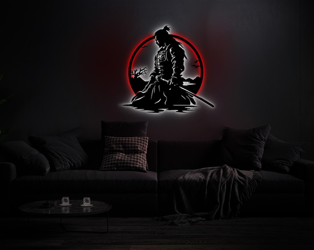 Samurai Wall Decor, Metal Samurai Wall Art, Game Room Decor, Man Cave ...