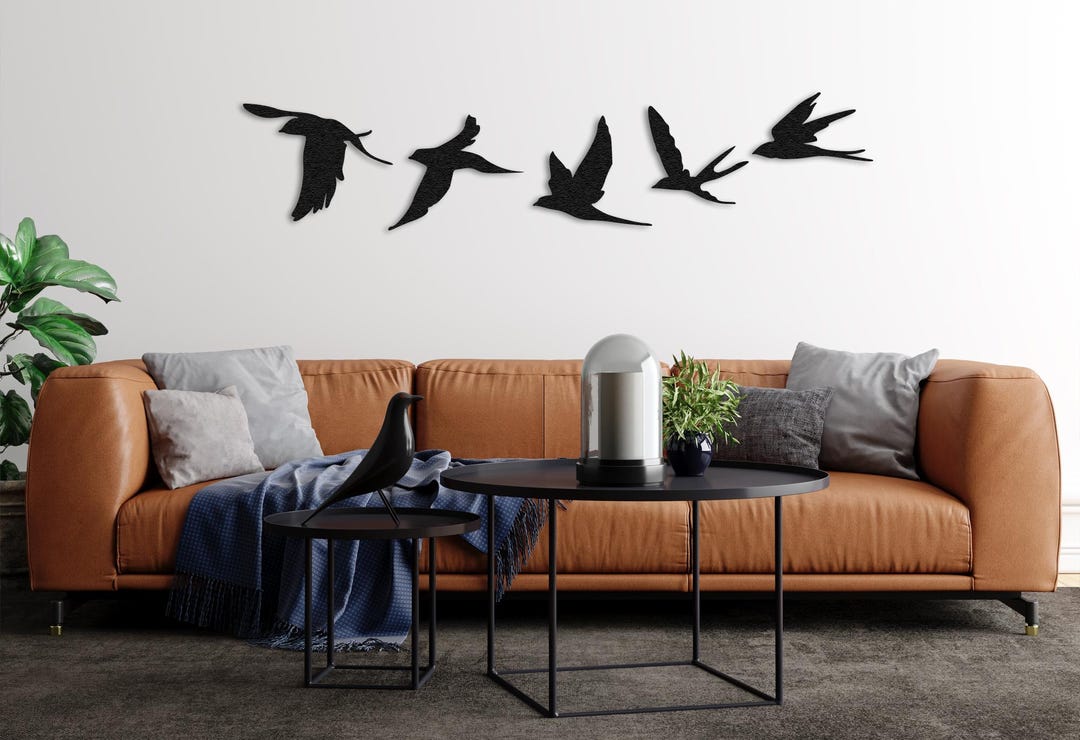 Birds Metal Wall Decor Set of 5, Metal Garden Decor, Minimal Birds Wall ...
