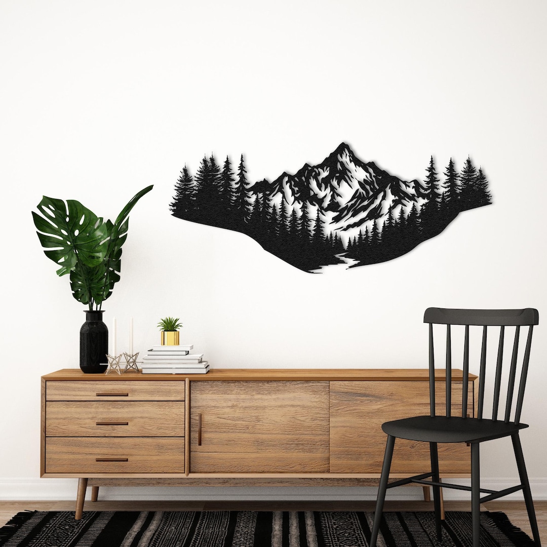 Mountain Forest Metal Wall Art,nature Mountain and Forest, Wall Art ...
