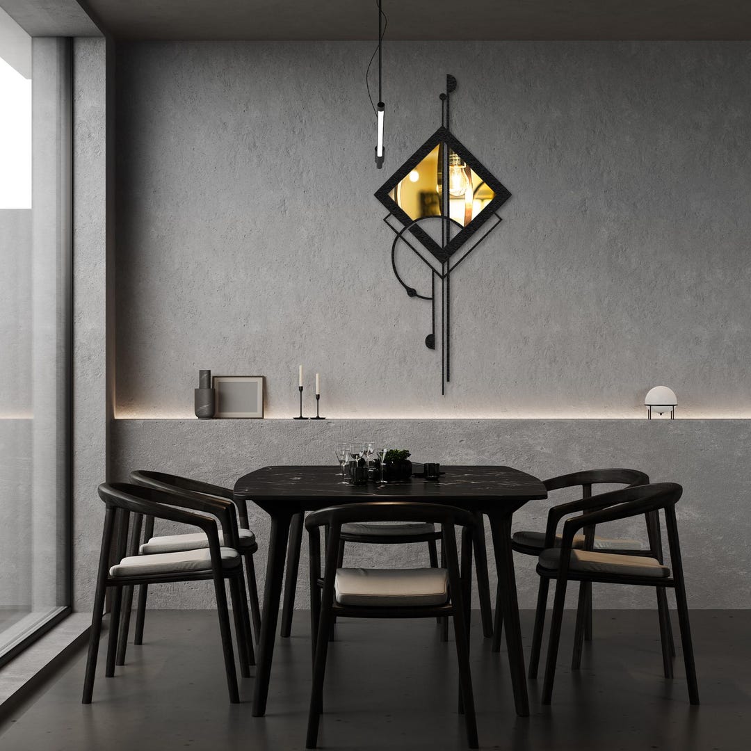 Geometric Metal Wall Decoration, Plexiglass Modern Mirror Decoration ...