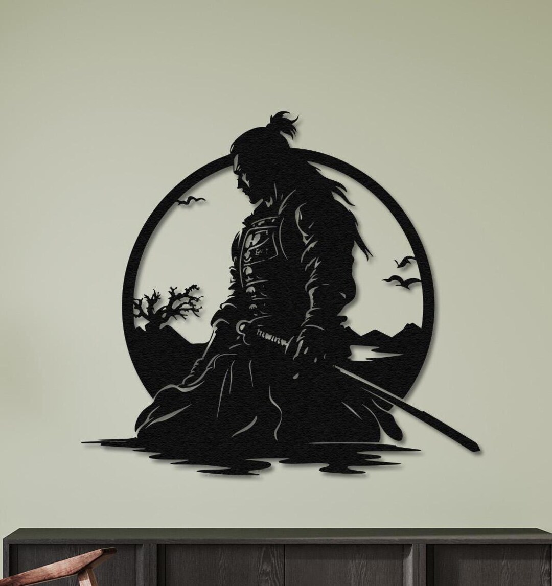 Samurai Wall Decor, Metal Samurai Wall Art, Game Room Decor, Man Cave ...