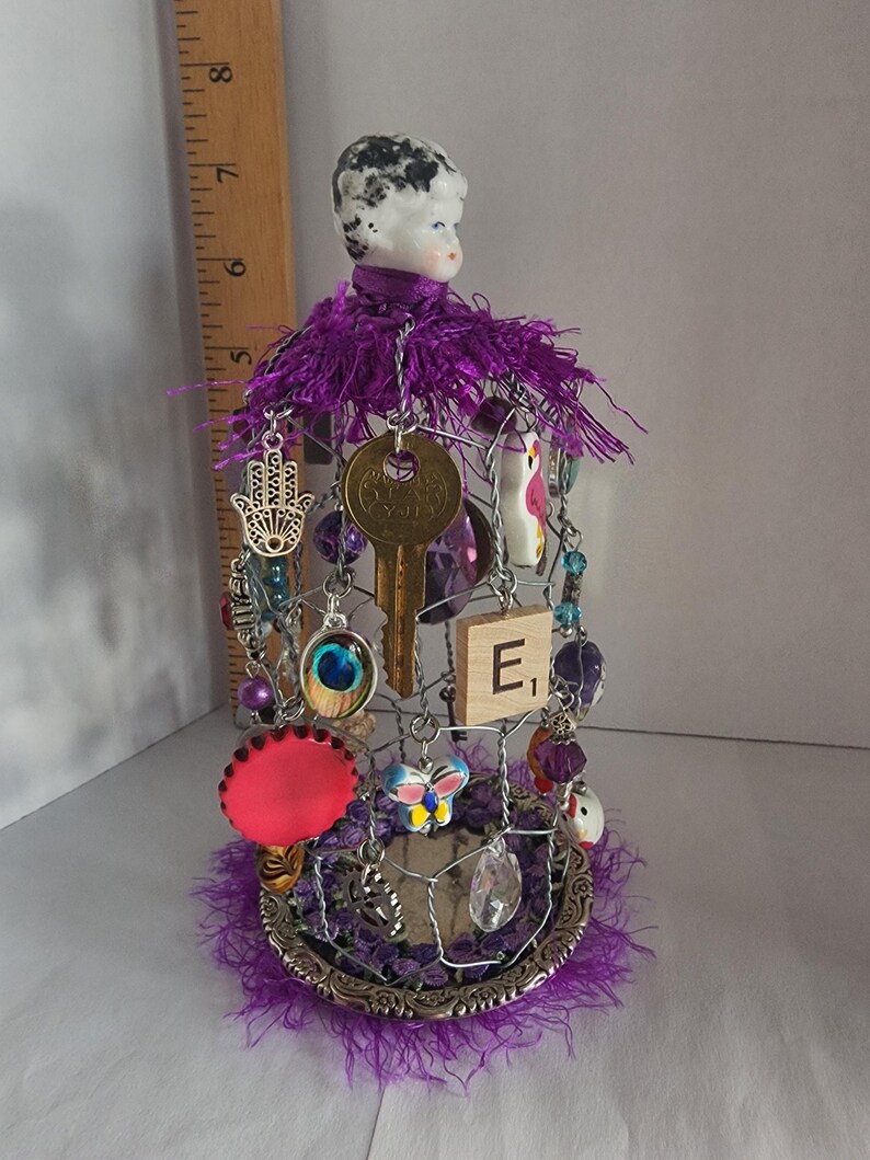 Antique Germany Doll Head Assemblage, Mixed Media Cage Art Doll - Etsy