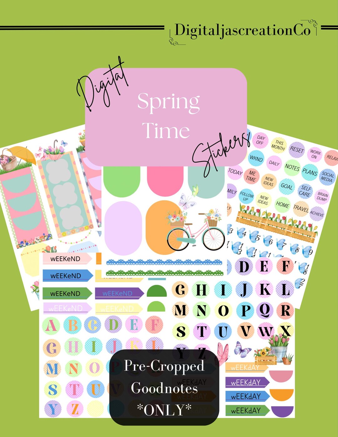 Spring Digital Stickers: Goodnotes Planner Stickers (pre-cropped) - Etsy