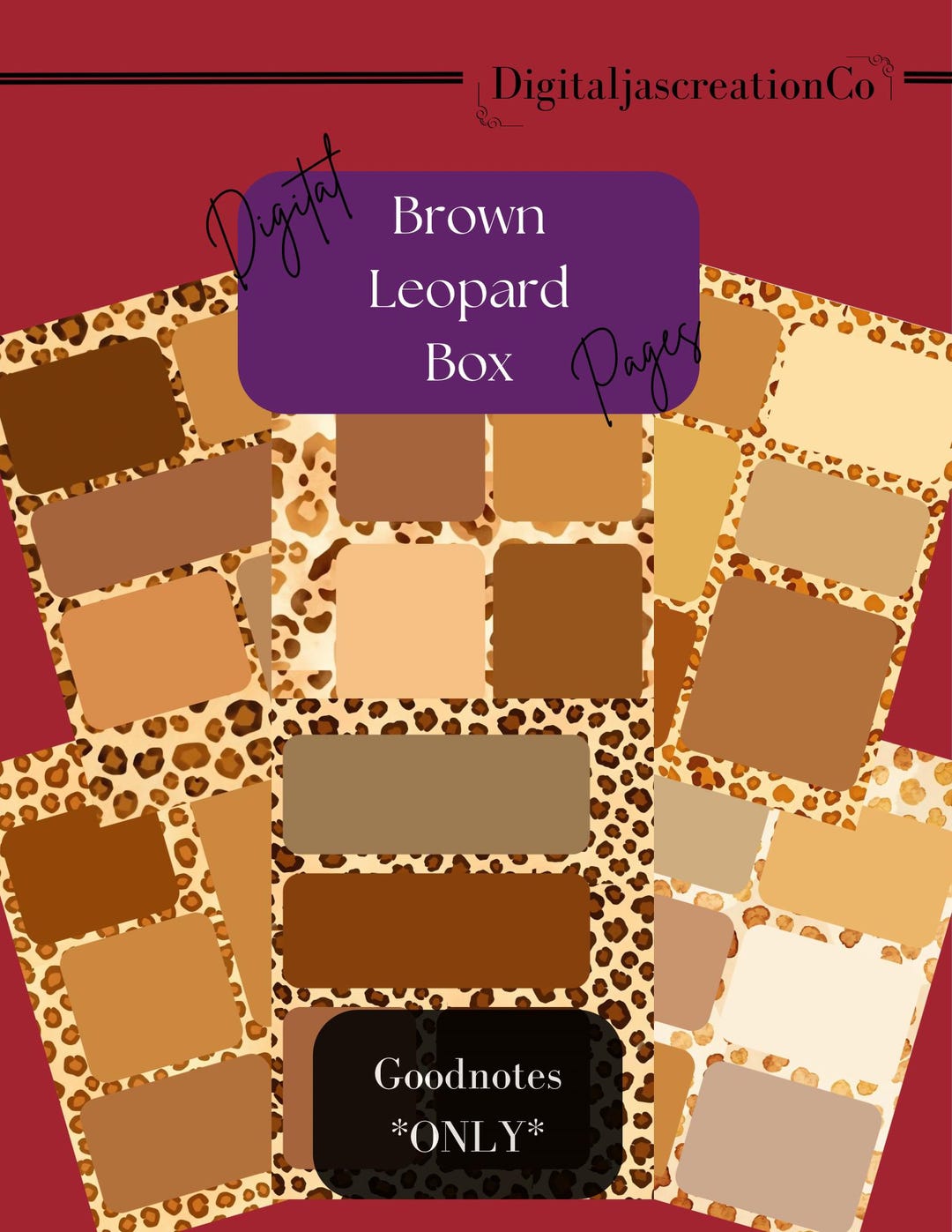 Brown Leopard Digital Planner Pages: Goodnotes Spread Background ...