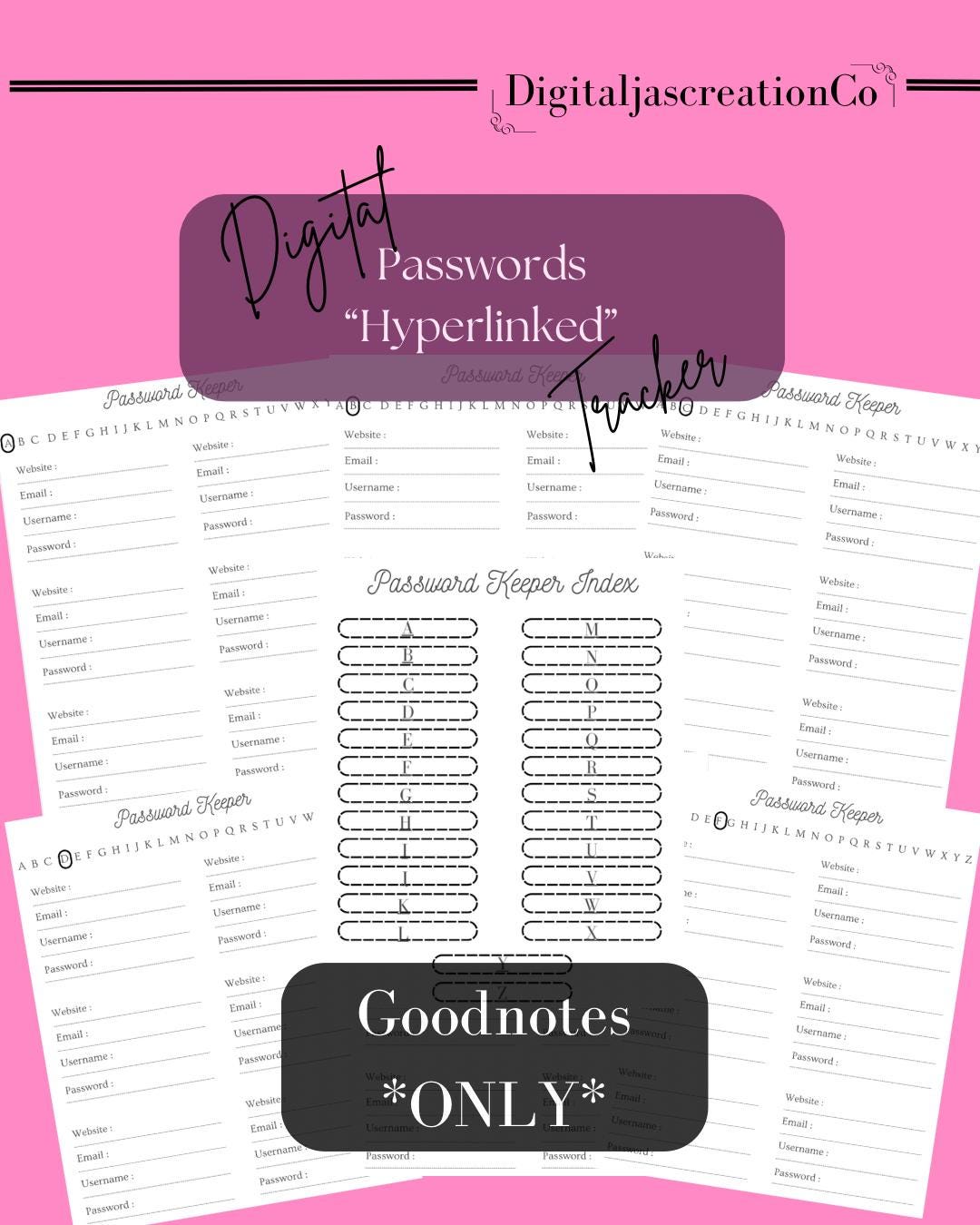 Hyperlinked Password Log: Digital Password Keeper (PDF) - Etsy