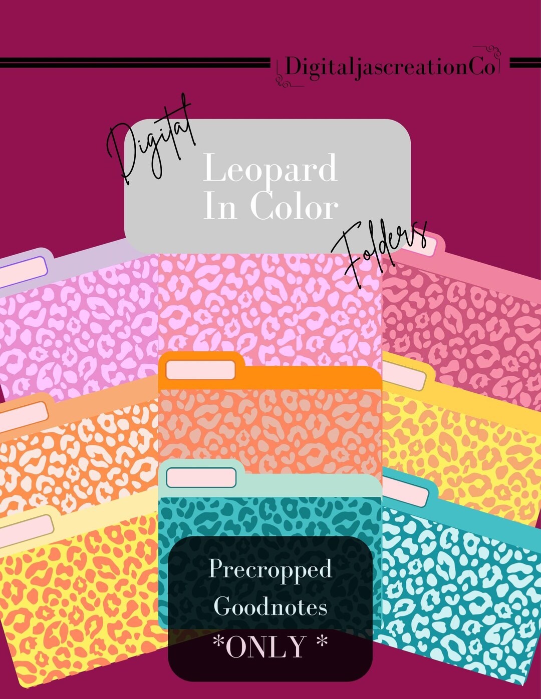 Leopard Digital Folders•colorful Stickers•digital Planning Folders ...