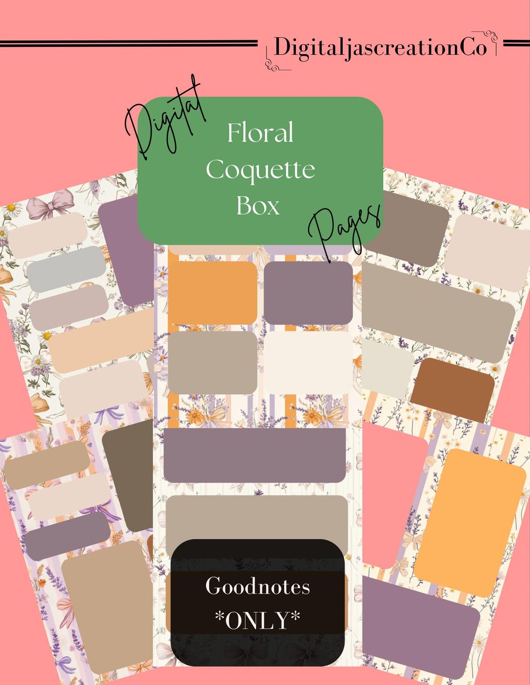 Coquette Box Pages•planner Spread Background•digital Planning Pages ...