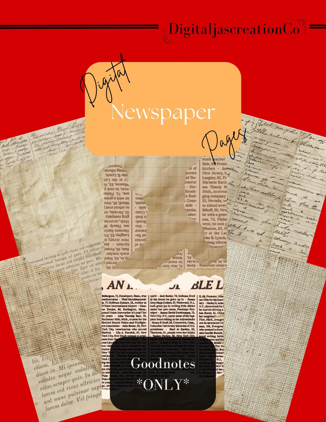 Newspaper Digital Pages•antique Paper•digital Planning Pages •digital ...
